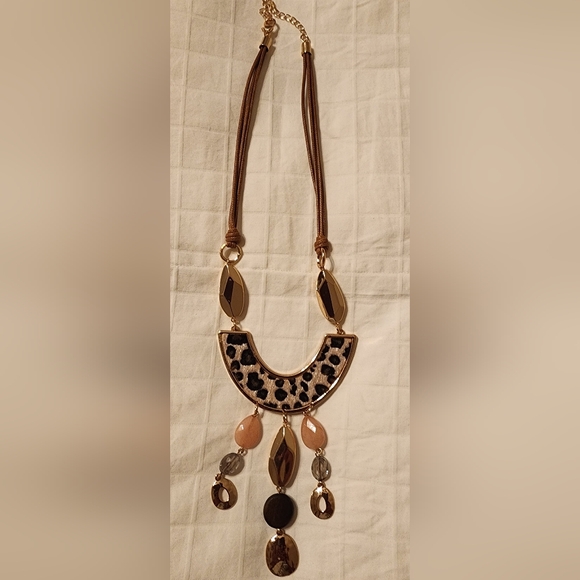 Jewelry | Leopard Print Gold Necklace | Poshmark